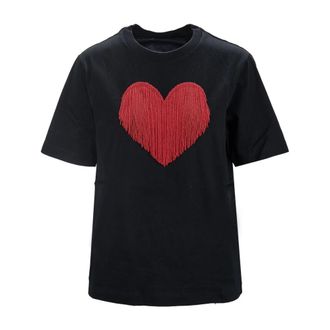 Dsquared2 Rotes Herzdruck T-Shirt - - Tops - Damen - Schwarzk - 2XS