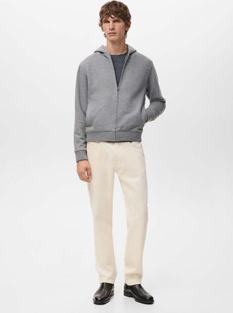 Mango Sweat-shirt capuche texture gris chin&eacute; clair - Homme - XS - MANGO MAN