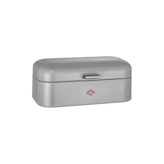 WESCO Boîte à pain Grandy de couleur grise, tôle dacier revêtue par pulvérisation, trous daération et poignée stable, 41 x 25,5 x 16,5 cm