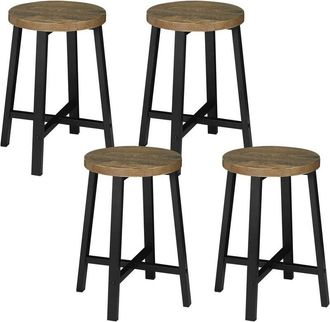 Woltu Woltu - Lot de 4 Chaises Salle &agrave; Manger Tabouret Cuisine, Style Industriel, Marron Rustique+Noir