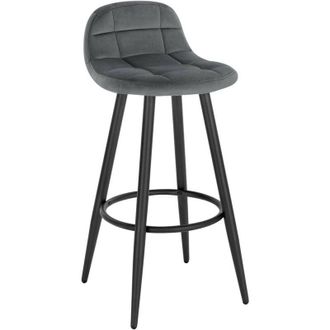 Woltu Barhocker, Barstuhl, gepolsterter K&uuml;chenhocker, mit Samtbezug, R&uuml;ckenlehne und Fu&szlig;st&uuml;tze, Design Hocker, Tresenhocker, Thekenhocker, Sitzh&ouml;he 70 cm