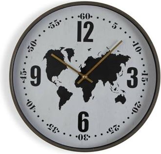 VERSA Wanduhr Metall Weltkarte 4,1 x 40,6 x 40,6 cm - Marke EAN: 8420327560490