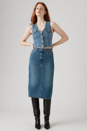 Levi's Rock mit Gehschlitz hinten und hohem Bund - Damen - Blau / Blau