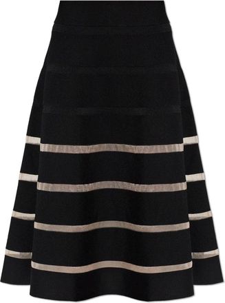 Balmain Femme, Jupes, Noir, Taille: 38 FR Jupe &Eacute;vas&eacute;e &agrave; Rayures Transparentes