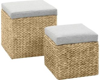 vidaXL Ottoman-Set 2 Stk. Seegras Grau Vidaxl