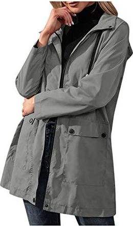 Generic NAFING Parka Femme Mi Saison Impermeable - Trench Coat Femme Impermeable Avec Cordon Imperm&eacute;able Vestes Ext&eacute;rieur Zip Avec Capuche V&ecirc;tement De Pluie L