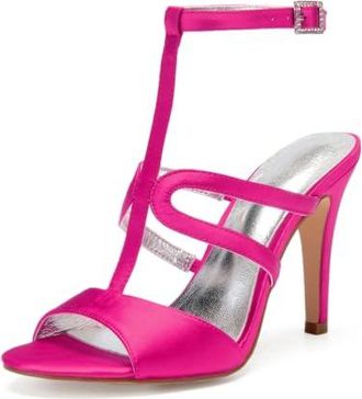 Generic Chaussure De Mari&eacute;e Femmes Talons Hauts &Eacute;l&eacute;gante Stylet Talons Sandales Heels Chaussure Mariage Dress F&ecirc;te 10.5Cm,Rose Red,40 EU