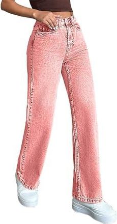 Generic Y2K Jean baggy pour femme - Jambes larges - Pantalon en jean ample - &Eacute;l&eacute;gant - Avec poches - Confortable - Pantalon de loisirs - Taille haute - Coupe 