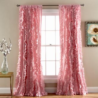 Lush Décor Belle Vintage Chic Fenstervorhang für Wohnzimmer, Esszimmer, Schlafzimmer (Einzelvorhang), 137 x 213 cm, Rosa