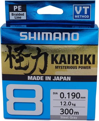 SHIMANO Shimano Kairiki 8, 300 Meter, Hellgrau, 0.215mm/20.8kg, 8fach Geflochtene Angelschnur, 59WPLA68R16