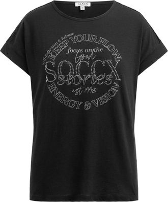 soccx Damen T-Shirt mit Artwork aus Schmucksteinen Black, XXXL