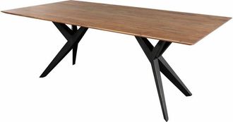 Massivmoebel24 Esstisch Akazie 220x100x76 natur lackiert Beine anthrazit gl&auml;nzend SWISS EDGE 37