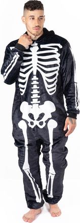 Noroze Unisex Skelett Shark Onesie Erwachsene Herren Pyjama Schlafanzug Halloween Loungewear Super weich Vlies Jumpsuit Spielanzug Overall (M, Skelett Schwar