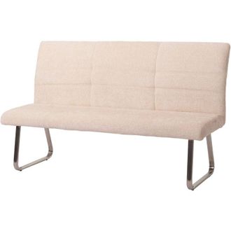 Hhg Sitzbank HHG 221, Esszimmerbank Bank, Edelstahl geb&uuml;rstet Stoff/Textil Chenille &Ouml;ko-Tex, 180cm creme