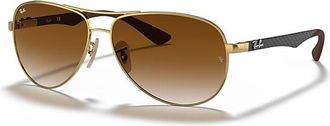 Ray-Ban Carbon Fibre Sonnenbrillen Gold Fassung Braun Glas 61-13