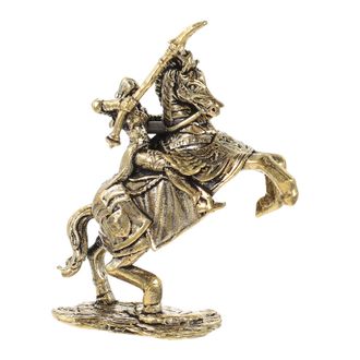 Garneck Miniatur Messing Ritter Reiter Statue Handgefertigte Detailreiche Metallfigur f&uuml;r B&uuml;ro Teetisch Dekoration und Geschenkidee