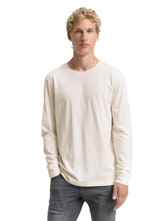 Tom Tailor Herren 1048032 Langarmshirt aus Baumwolle, 10348-Gardenia White, S