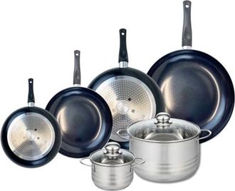 Fackelmann ELO 9753850 Batterie de cuisine 6 pi&egrave;ces, Ensemble de 4 Po&ecirc;les de cuisson 20, 24, 28 et 32 cm et 2 faitouts 14 et 24 cm Elo Prima Brillant, inox, indu