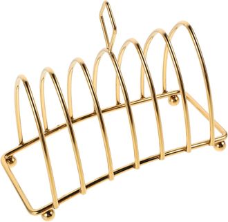 Cabilock Goldener Edelstahl Toastständer für Scheiben Platzsparender Rostfreier Brotscheibenhalter mit Elegantem Vintage-Design und Runden Füßen als Frühstücks