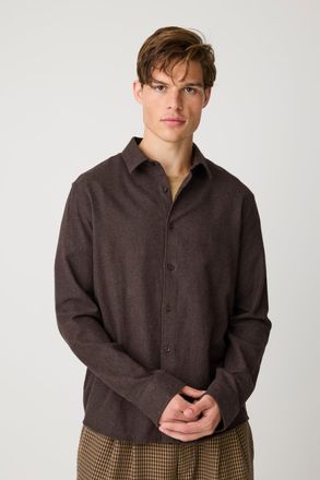 Knowledge Cotton Apparel Herren vegan Hemd Dune Regular Aus Flanell Farbe Chocolate Torte