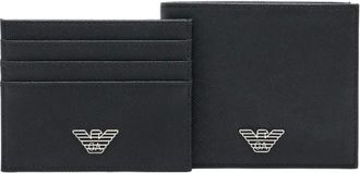 Emporio Armani Homme, Accessoires, Noir, Taille: ONE Size Raffinata Ensemble Portefeuille et Porte-Cartes