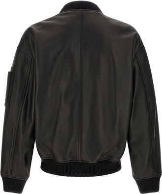Dsquared2 Leather Bomber Jacket - Black