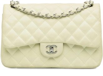 Chanel Hobo Bags - Jumbo Classic Caviar Double Flap - Gr. unisize - in Wei&szlig; - f&uuml;r Damen