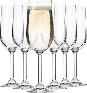 Krosno Verres &agrave; champagne & vin mousseux GEMA | Design classique | Lot de 6 | 210 ml | Calice large | Pour maison, les restaurants et les f&ecirc;tes | Compatible 