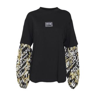 Versace Jeans Couture Schwarzes Langarm-T-Shirt 73Hah616Ns166G89 - - Tops - Damen - Schwarzk - XS