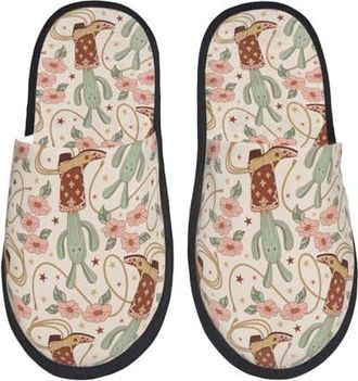 Generic Pantoufles De Voyage Bottes De Cowboy &Agrave; Fleurs Chaud Pantoufles En Coton Portative Chaussons Pour Chambre H&ocirc;tel Homme L
