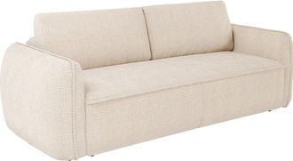 Vente-Unique 3-Sitzer-Schlafsofa mit Express-Funktion - Chenille-Stoff Beige - Liegefl&auml;che 140 cm - Matratze 16 cm - SELIVO von Maison C&eacute;phy