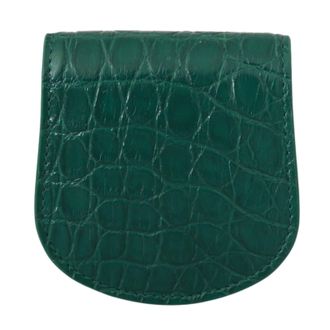 Dolce & Gabbana Mens Green Exotic Skins Condom Case Holder Wallet Skin