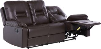 Beliani Klassischer 3-Sitzer Sofa Kunstleder braun verstellbar Bergen