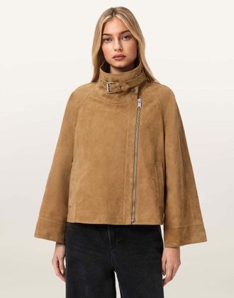 AllSaints Rhodes - Veste en daim - Marron camel