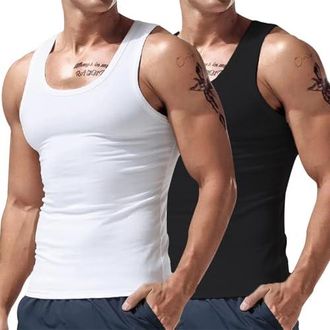 Generic Lot de 2 d&eacute;bardeurs pour homme - Couleur unie - Sans manches - S&eacute;chage rapide - Respirant - Pour la course &agrave; pied, la gym - Sans manches, c, 3XL