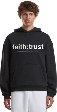 Mister Tee Herren Faith and Trust Fluffy Hoody - Loose Fit Kapuzenpullover mit Statement-Print im minimalistischen Streetstyle, Schwarz, XXL