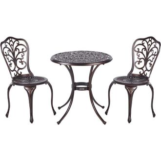 Beliani Beliani - Ensemble de Balcon en M&eacute;tal pour Jardin Ext&eacute;rieur Table et Chaises Marron Triora/Andalo