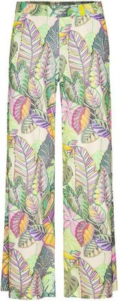 bianca Schlupfhose PARIGI mit modernem weiten Bein, Bl&auml;tterdessin