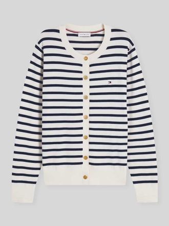 Tommy Hilfiger Regular Fit Strickjacke aus Baumwoll-Mix mit goldenen Kn&ouml;pfen