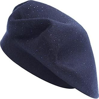 ZLYC Femmes Classique Francais Cachemire Chapeau de Béret avec Décor Floral(Bleu Royal),Taille Unique