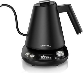 Arendo Wasserkocher Edelstahl mit Temperatureinstellung - 1100 Watt - 40&deg; bis 100&deg; - Warmhaltefunktion 2 Stunden - 1 Liter - Design Teekocher - Temperaturanz