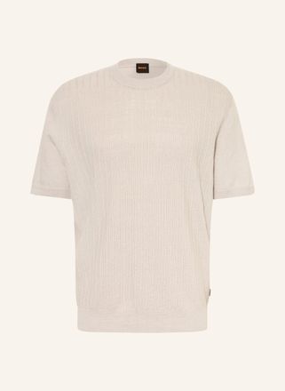HUGO BOSS Strickshirt Kajordino Mit Leinen grau