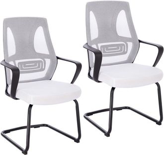 SVITA Svita - delta Lot de 2 chaises visiteurs Chaise de conf&eacute;rence &agrave; pi&eacute;tement luge Accoudoirs Blanc