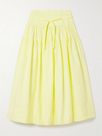 Ulla Johnson Angeline Midirock Aus Vorgewaschener Baumwollpopeline Mit Raffungen Zum Binden - Gelb