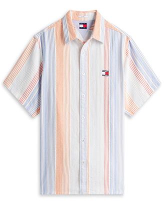 Tommy Hilfiger Kurzarm-Strickhemd aus Baumwolle mit Streifenmuster, Relaxed Fit in