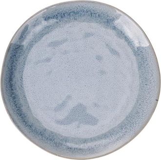 Villa D'Este Home Tivoli The Market E Speiseteller aus Steinzeug, Hellblau, mit braunem Rand, 6 Stück