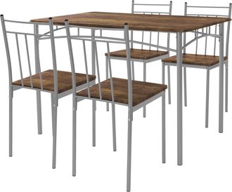 ML Design ML-Design Esstisch mit 4 St&uuml;hlen, Vintage, Essgruppe Set 5-TLG f&uuml;r 4 Personen, Holz, Esszimmerst&uuml;hle mit Metallbeinen, K&uuml;chentisch Set, Esszimmergarni