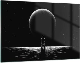 Arttor Wandbilder Dekoration Wohnzimmer Kosmos Astronaut Planet Bilder auf Glas 120x80cm Glasbild Schlafzimmer K&uuml;che Deko Wand Kunstdruck Art Gro&szlig; XXL Wandde