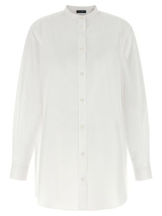 Dolce & Gabbana Cotton Poplin with Patterned Silk Scarf Shirt - White