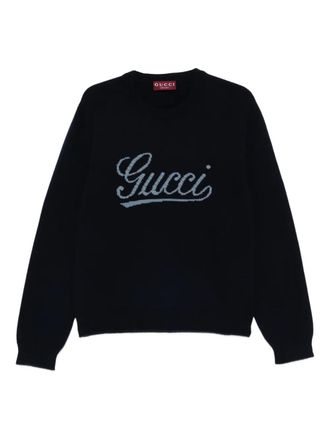 Gucci logo crew-neck sweater - Blau
